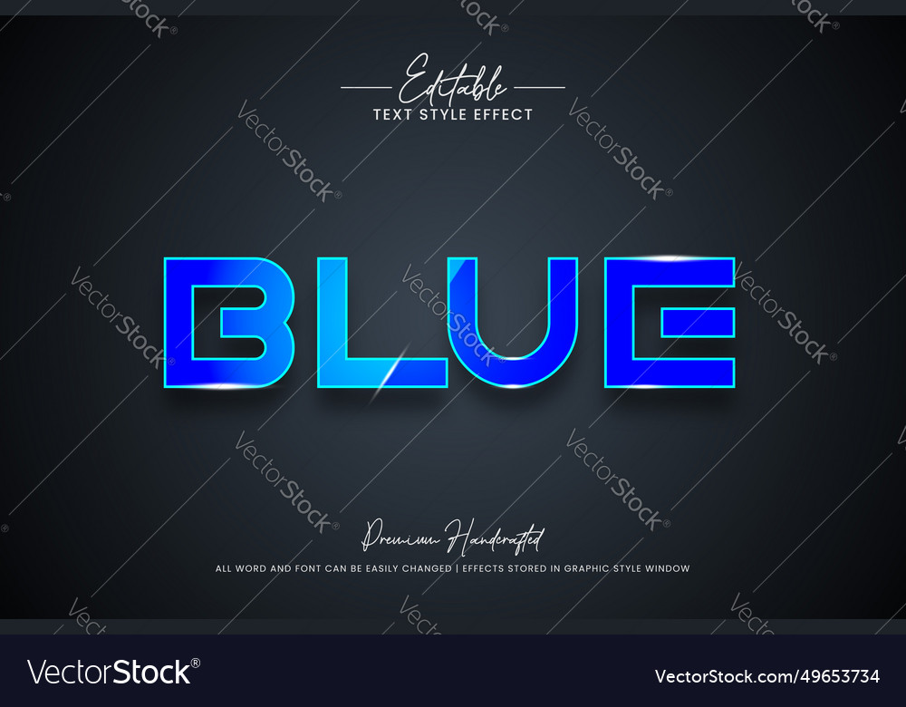 Blue 3d text style effect editable Royalty Free Vector Image
