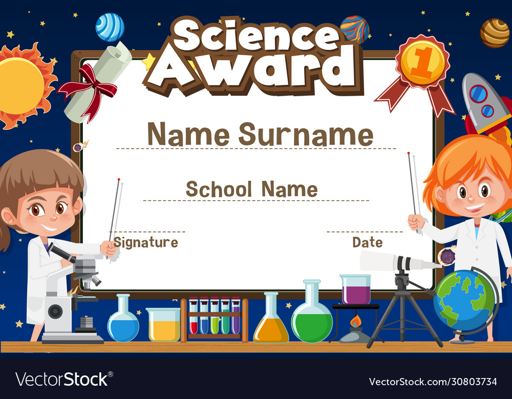 Certificate Template Design For Science Award Vector Image