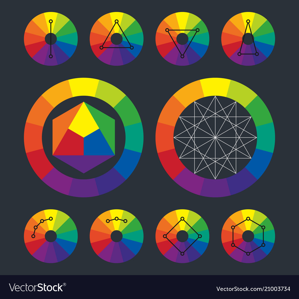 Color wheel complementary schemes Royalty Free Vector Image