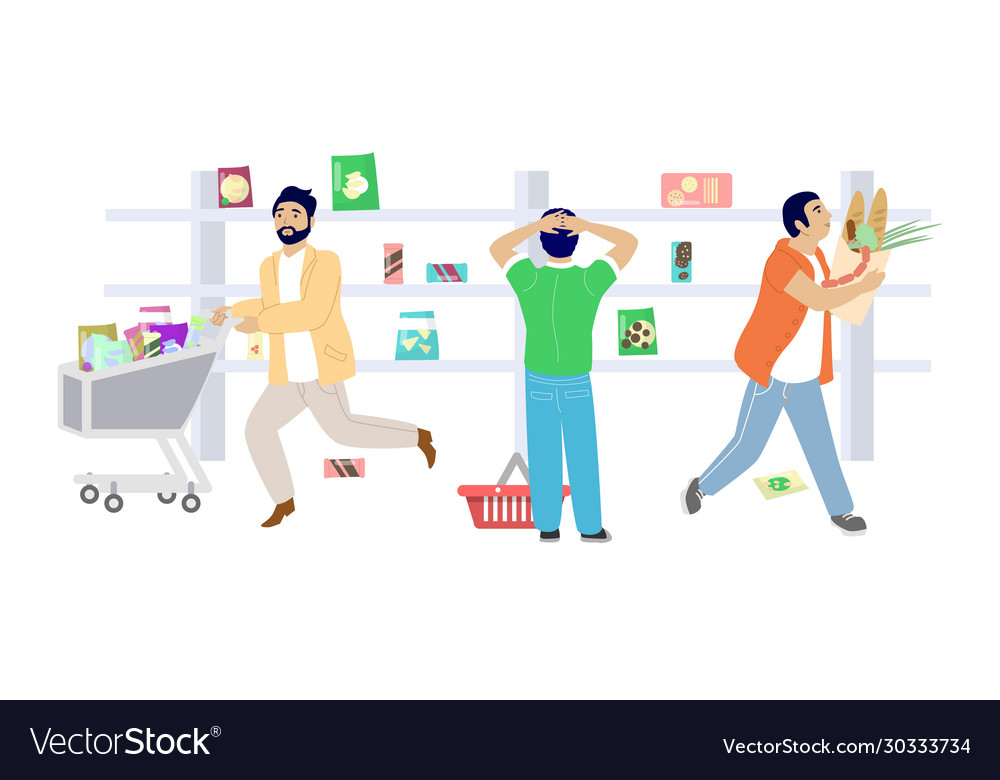 Corona virus panic buying flat Royalty Free Vector Image Corona virus panic buying flat Royalty Free Vector Image