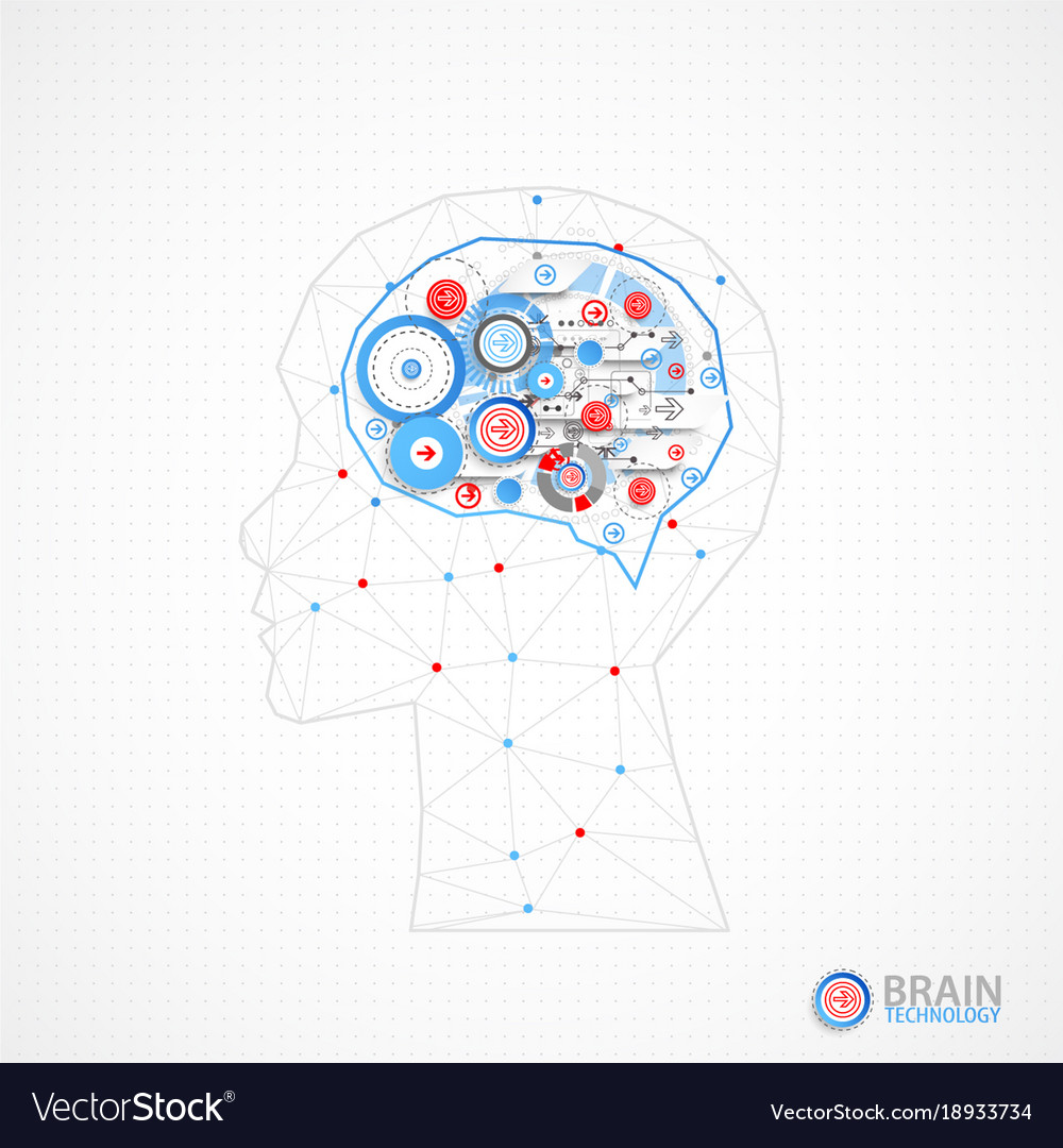 Creative brain concept background with triangular Vector Image