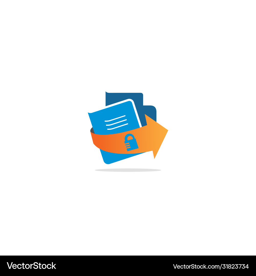 Document secure lock logo Royalty Free Vector Image