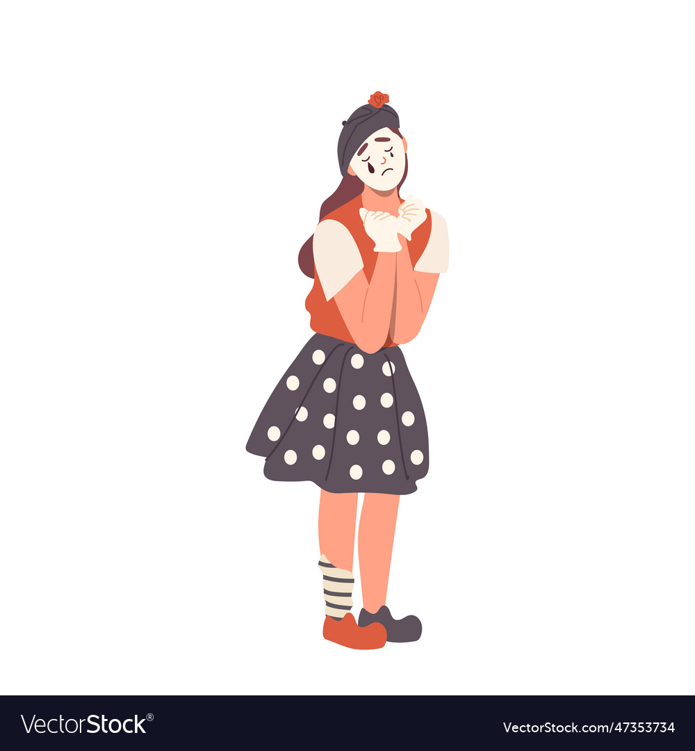 Isolated silent woman mime actress with crybaby Vector Image Isolated silent woman mime actress with crybaby Vector Image