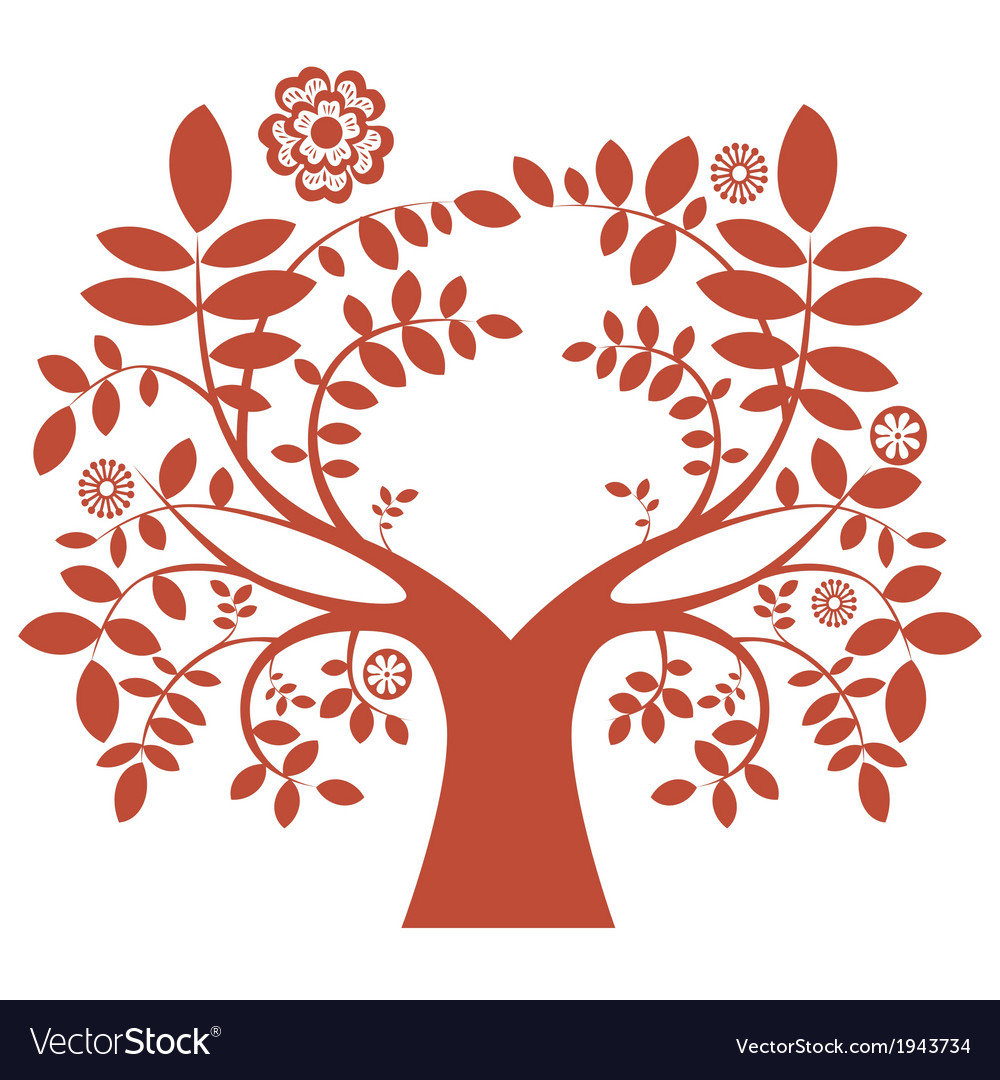 Spring tree red color Royalty Free Vector Image