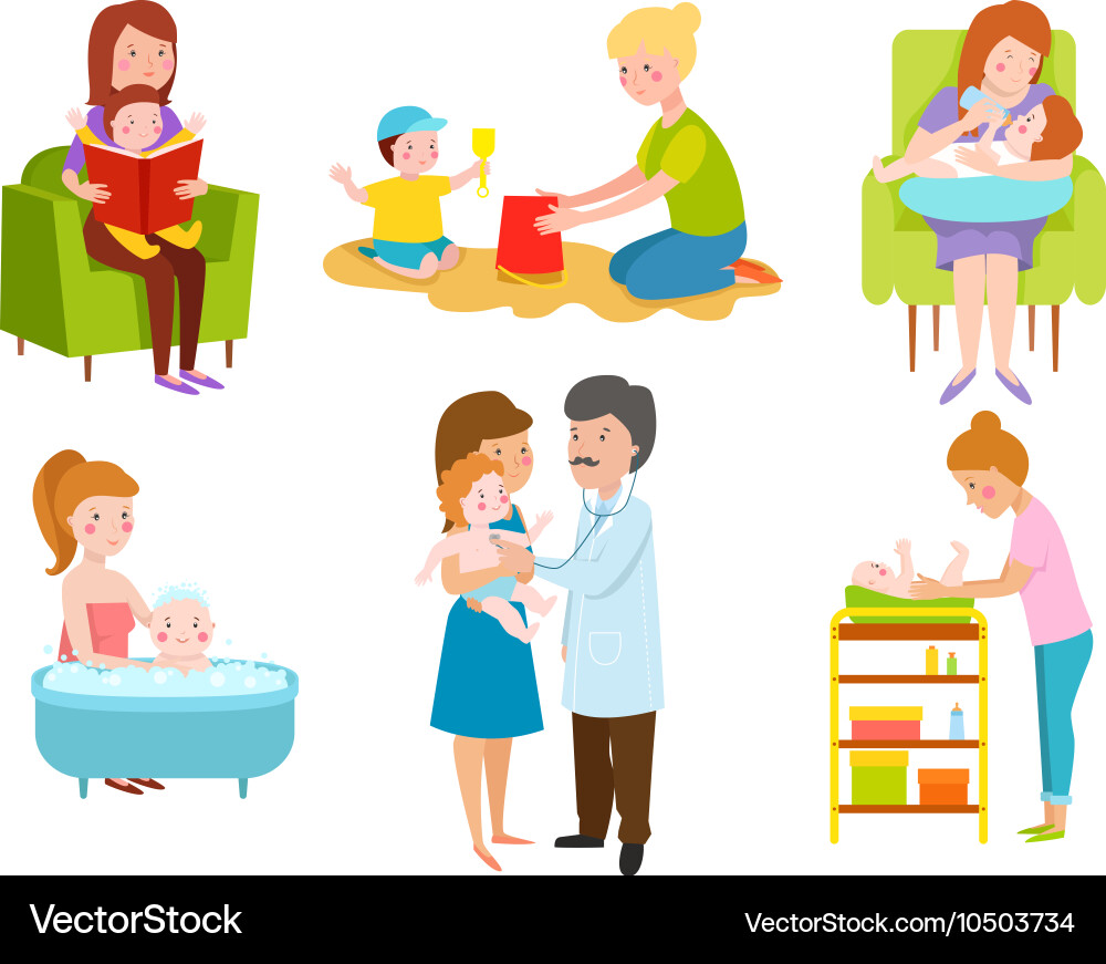 Young mother characters Royalty Free Vector Image