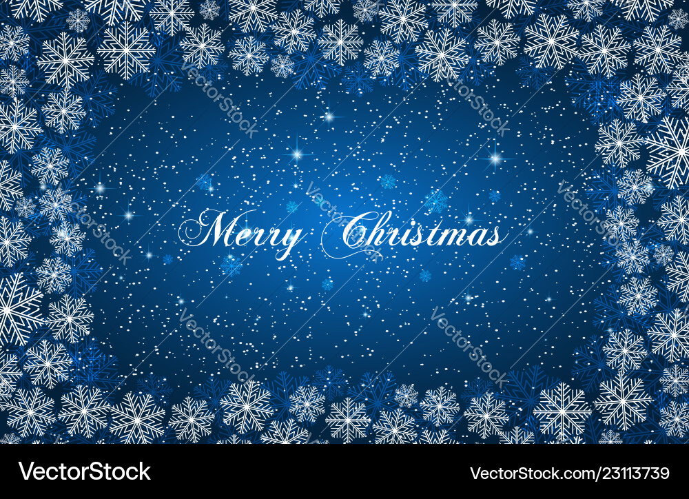 Blue new year background with white snowflakes Vector Image