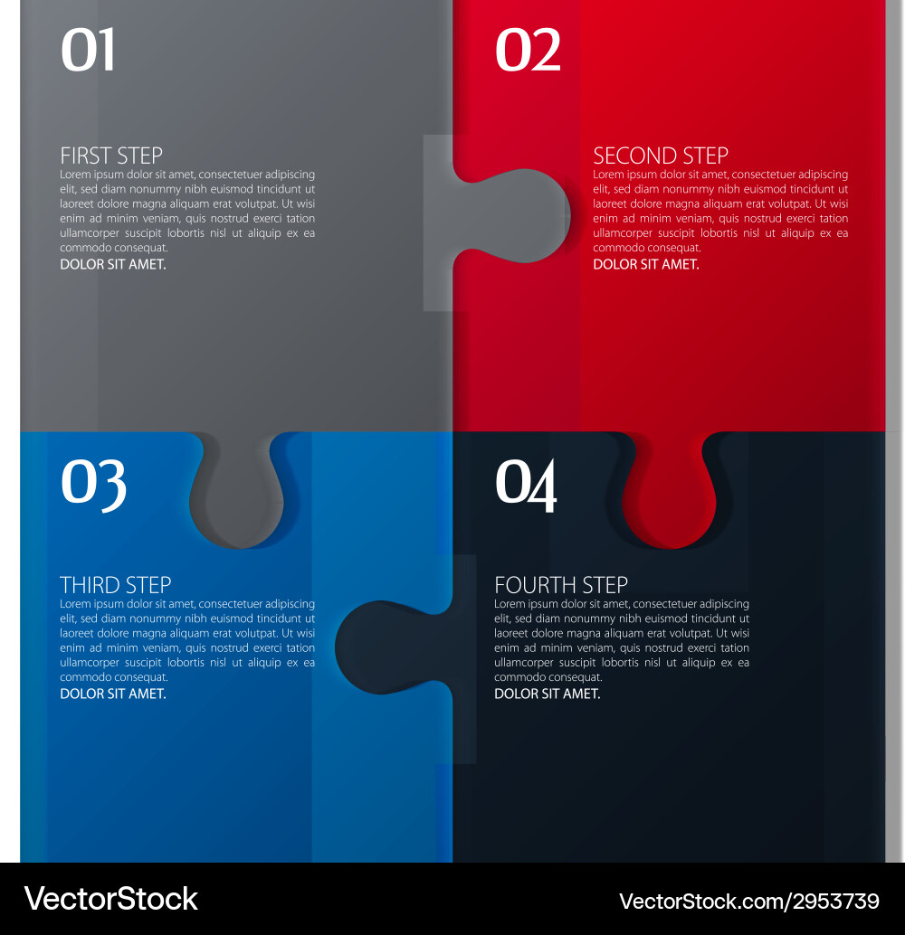Four parts puzzle Royalty Free Vector Image - VectorStock
