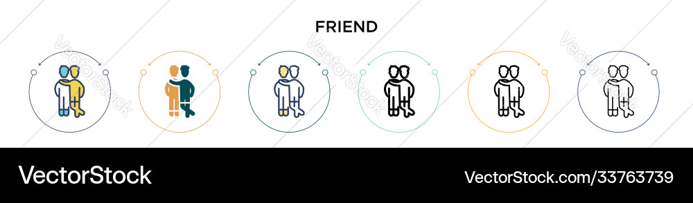Friend icon in filled thin line outline Royalty Free Vector