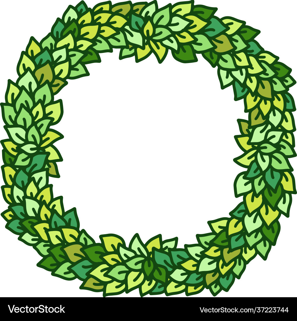Eco style print leaves green outline frame Vector Image
