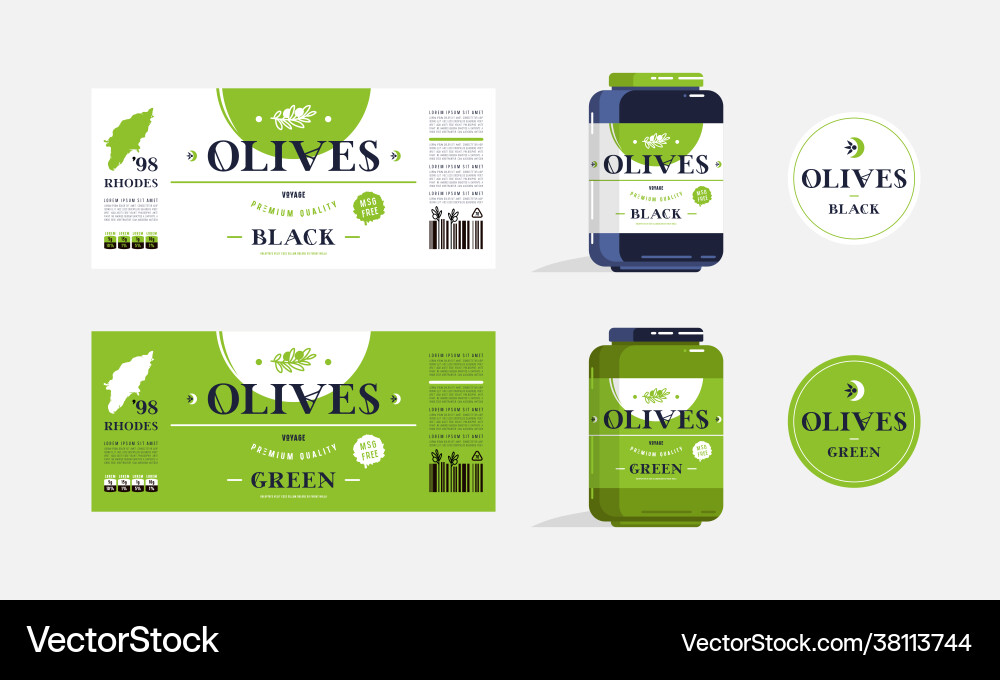 Label design for packaging olives Royalty Free Vector Image