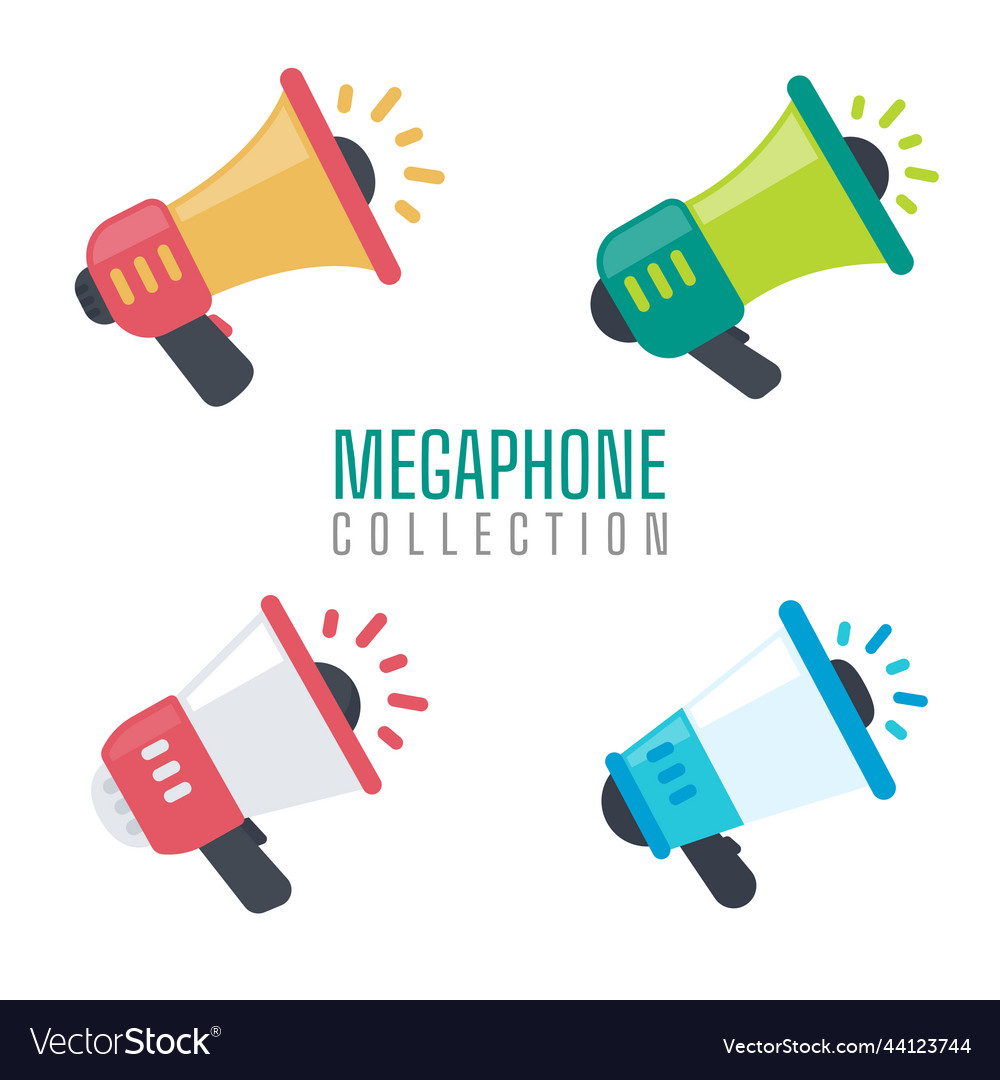 Megaphone set for shouting product promotion Vector Image