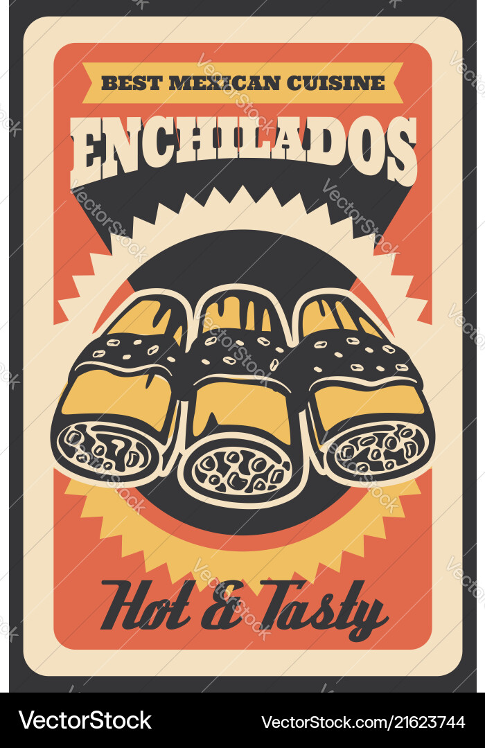 Mexican enchilados retro poster Royalty Free Vector Image