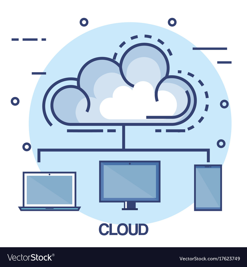 Cloud computing set flat icons Royalty Free Vector Image