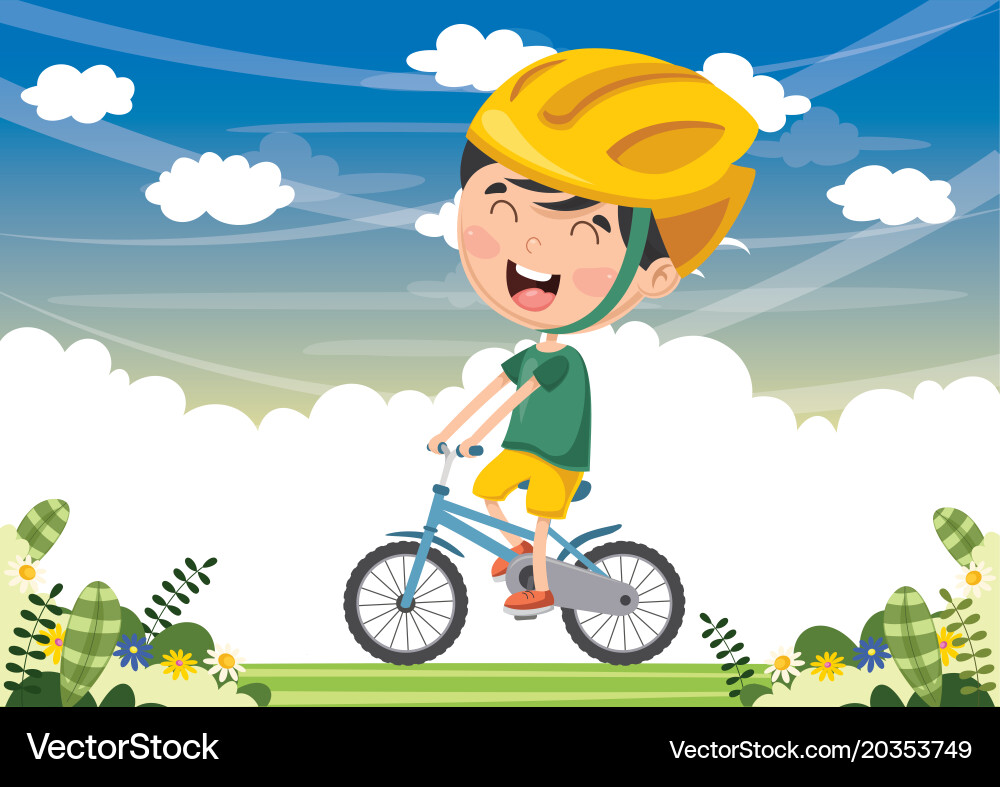 Kid cycling Royalty Free Vector Image - VectorStock