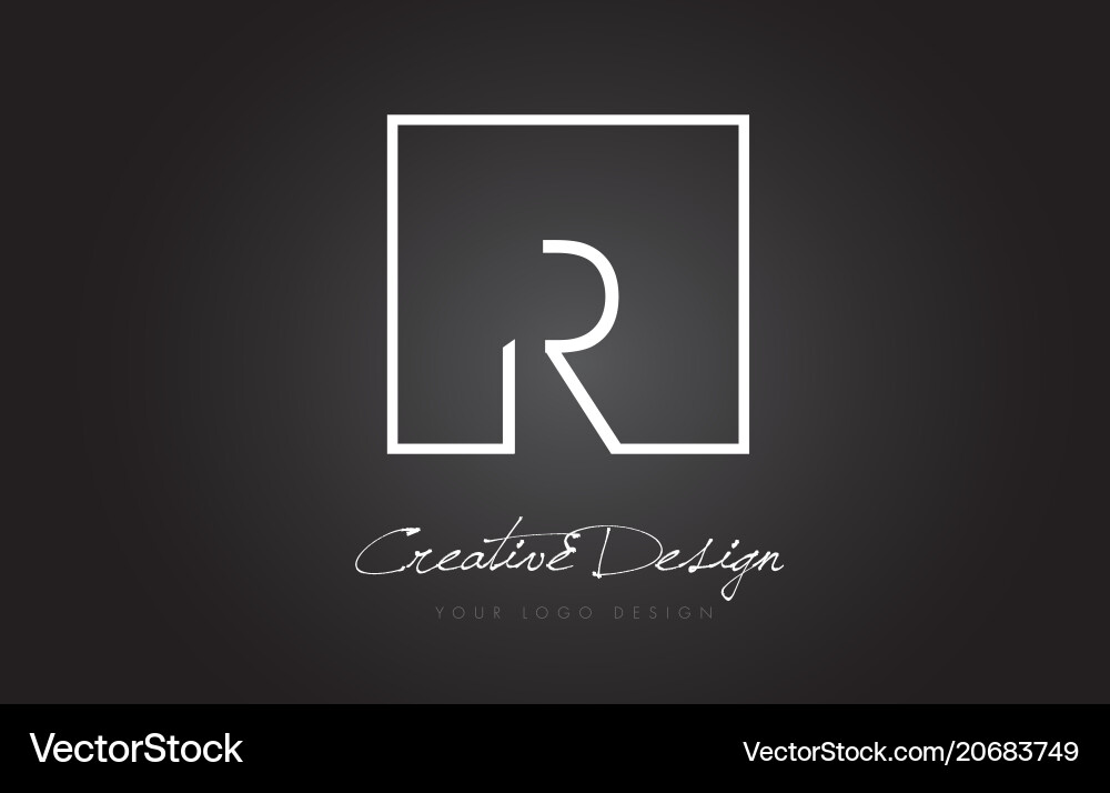 R square frame letter logo design with black and Vector Image