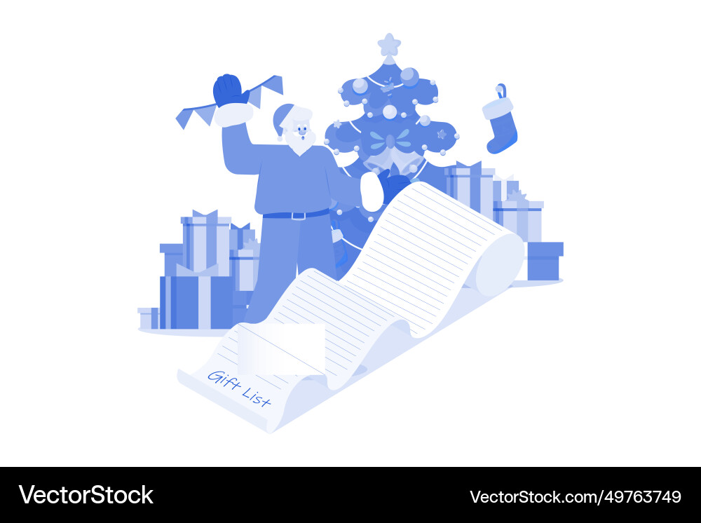 Santa with christmas gift list Royalty Free Vector Image