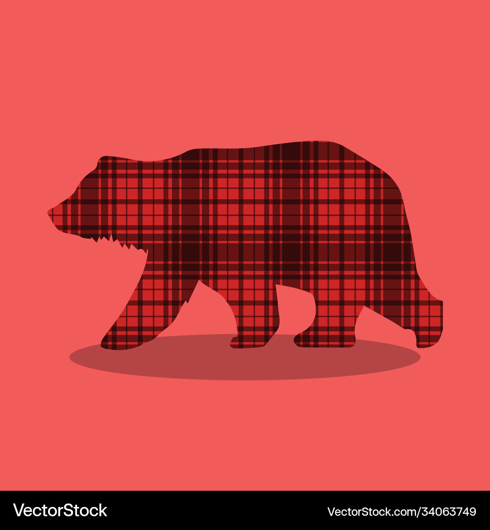 Wild and free checkerd bear 01 Royalty Free Vector Image