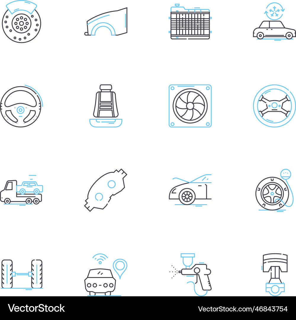 Acquire an auto linear icons set purchase Vector Image