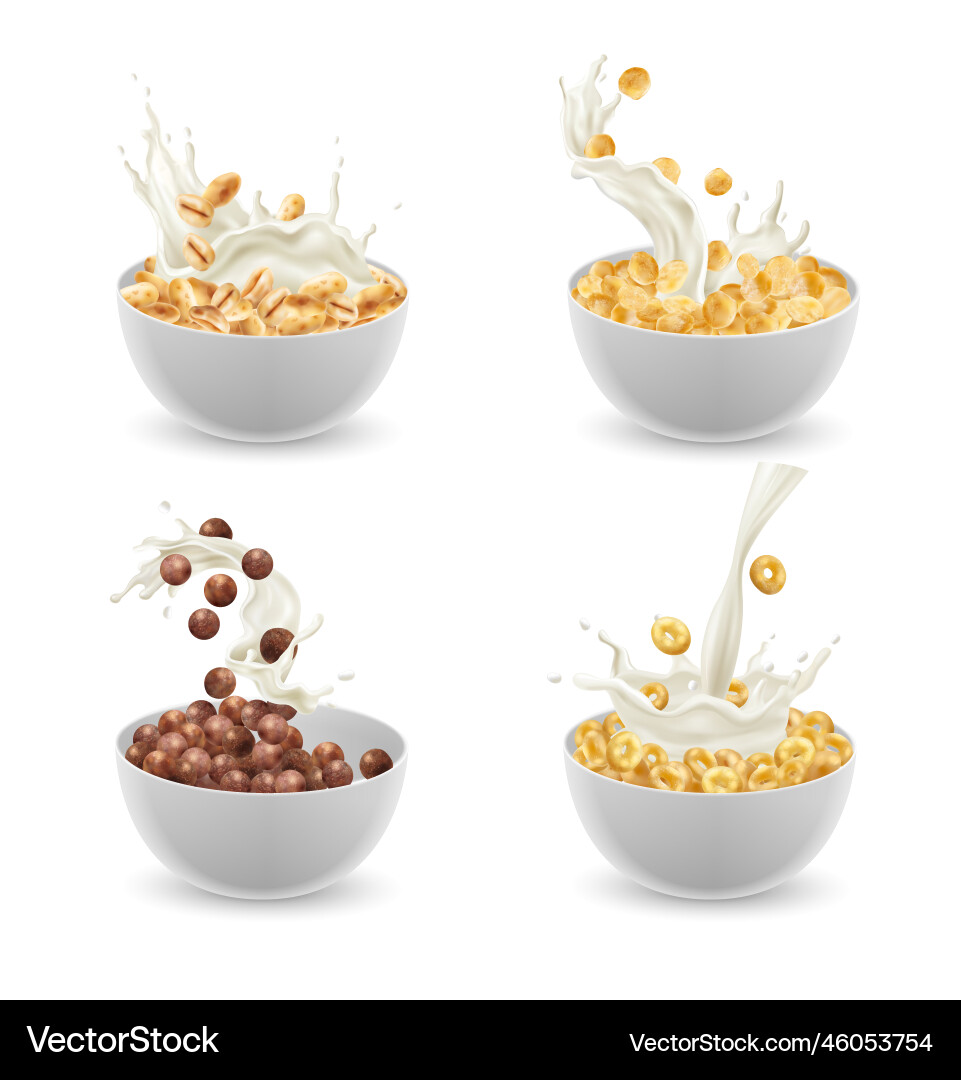 Breakfast cereal plates set Royalty Free Vector Image
