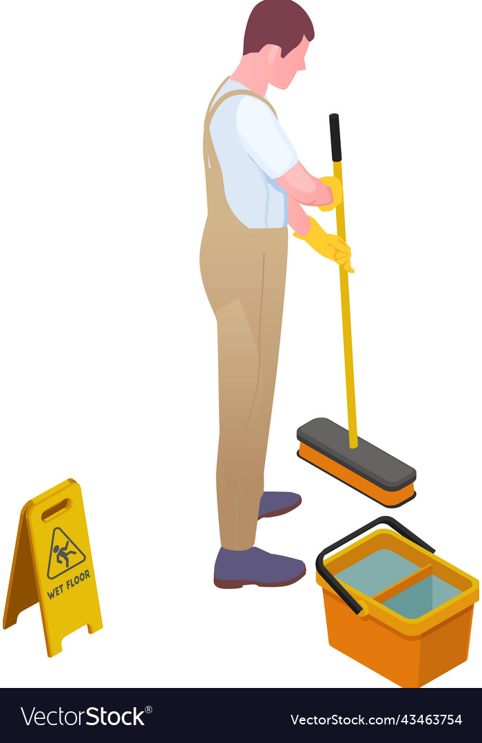 Damp sweeping worker composition Royalty Free Vector Image