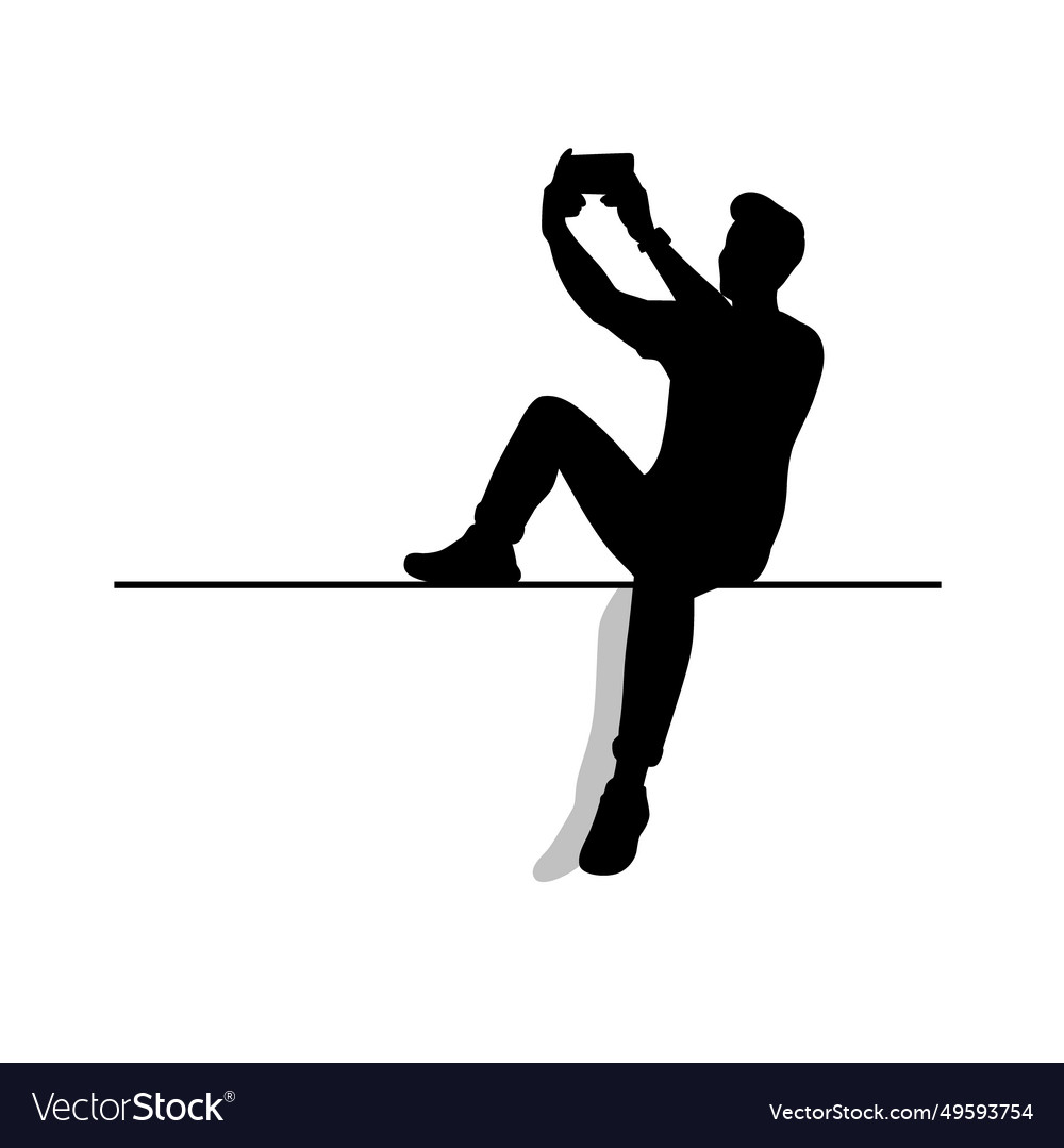 Man Taking Selfie Through Mobile Phone Royalty Free Vector