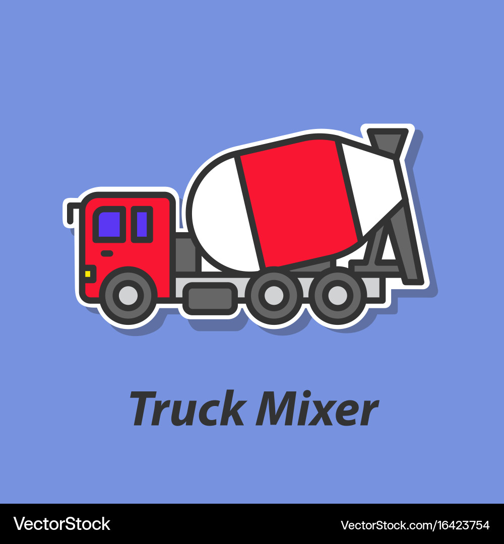 Truck mixer color flat icon Royalty Free Vector Image