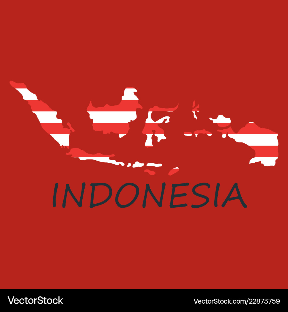 Flag map of indonesia Royalty Free Vector Image