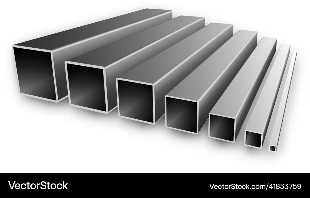 Metal square tubes on a white Royalty Free Vector Image
