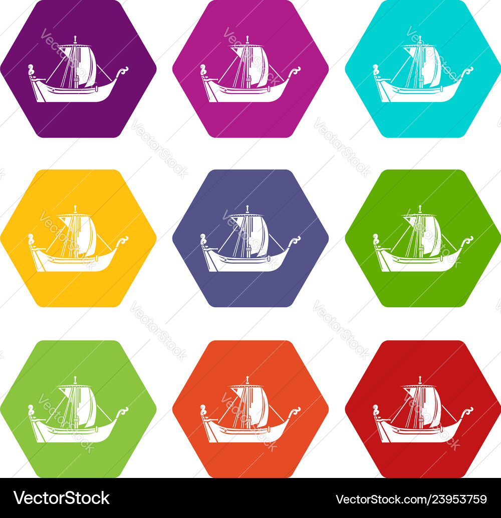 Pirate ship icons set 9 Royalty Free Vector Image