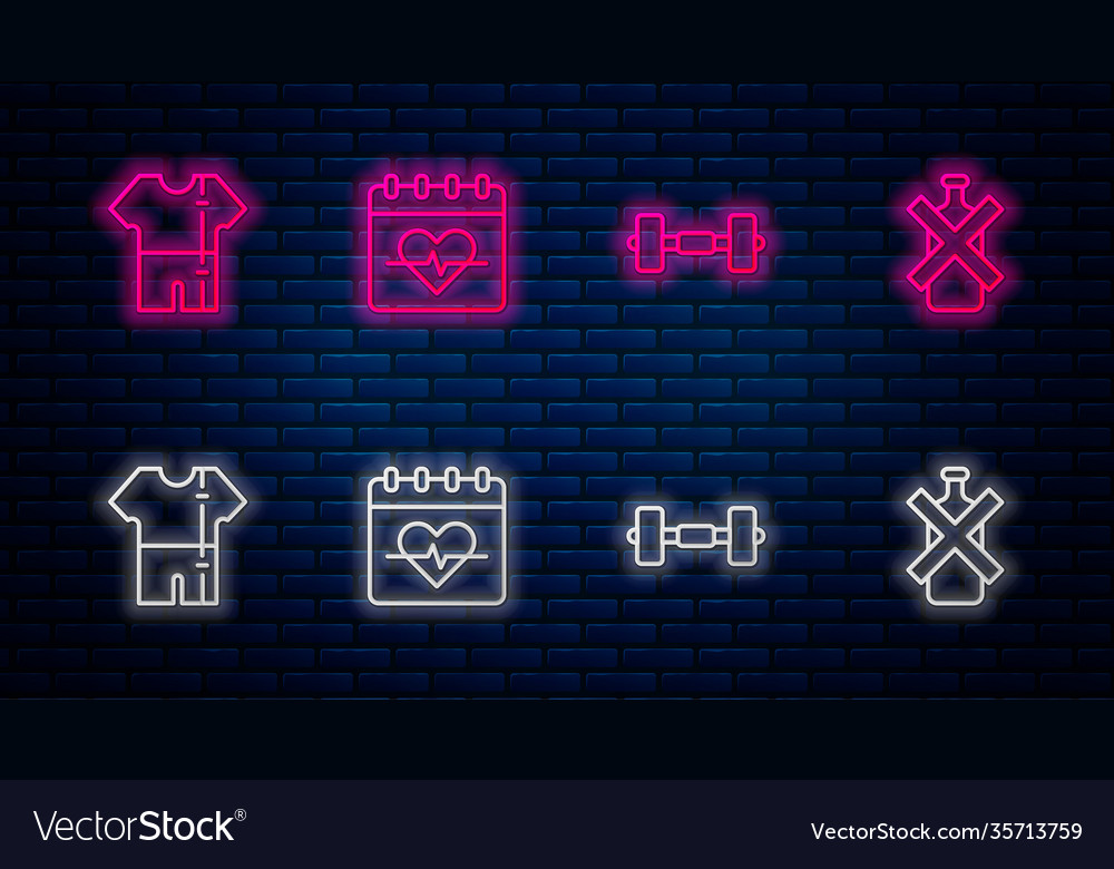 Set line heart rate dumbbell sport track suit Vector Image Set line heart rate dumbbell sport track suit Vector Image
