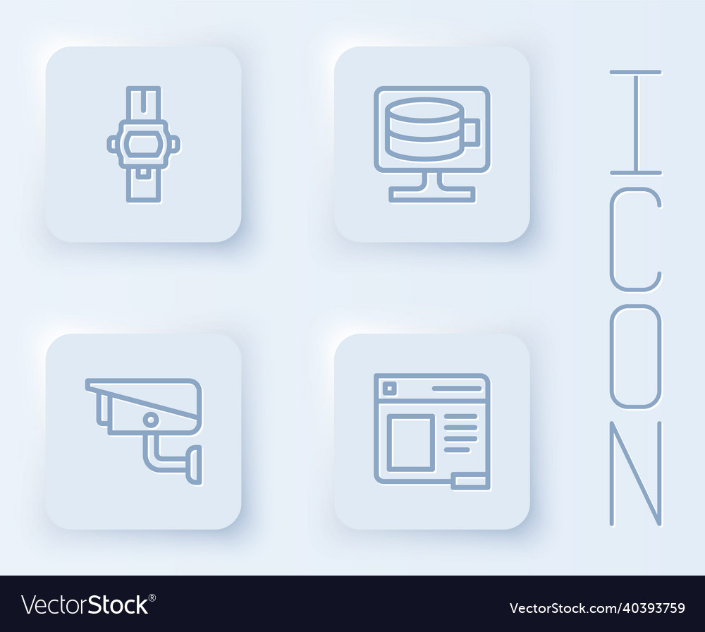 Set line wrist watch cloud database security Vector Image Set line wrist watch cloud database security Vector Image