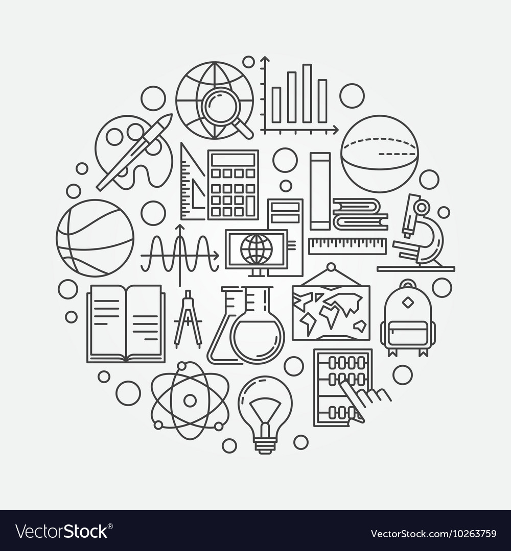 Study and learning round Royalty Free Vector Image