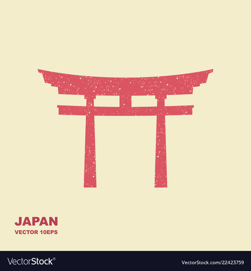 Traditional Japanese Torii Gate Flat Icon Vector Image