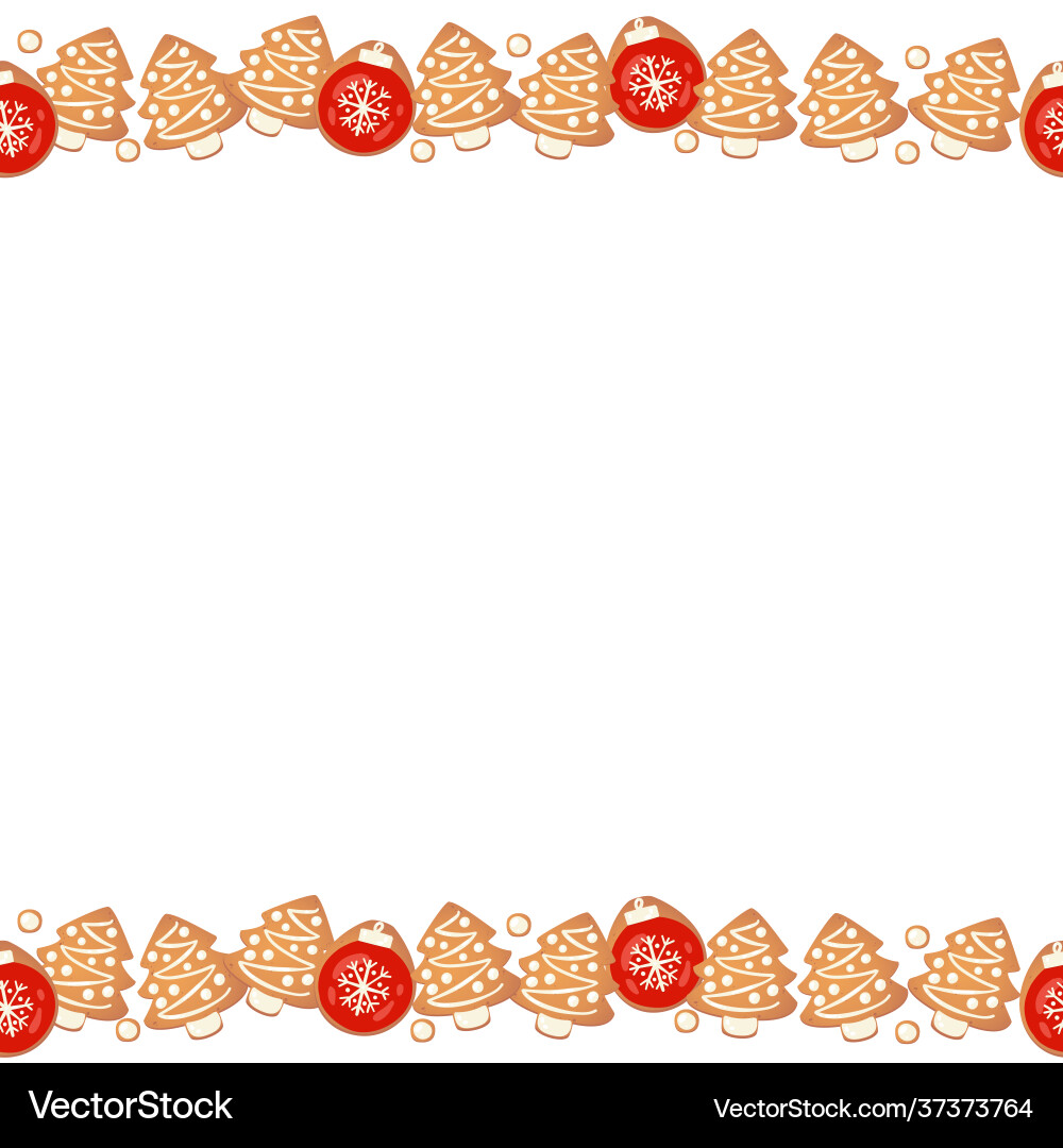 Christmas gingerbread cookies seamless border Vector Image