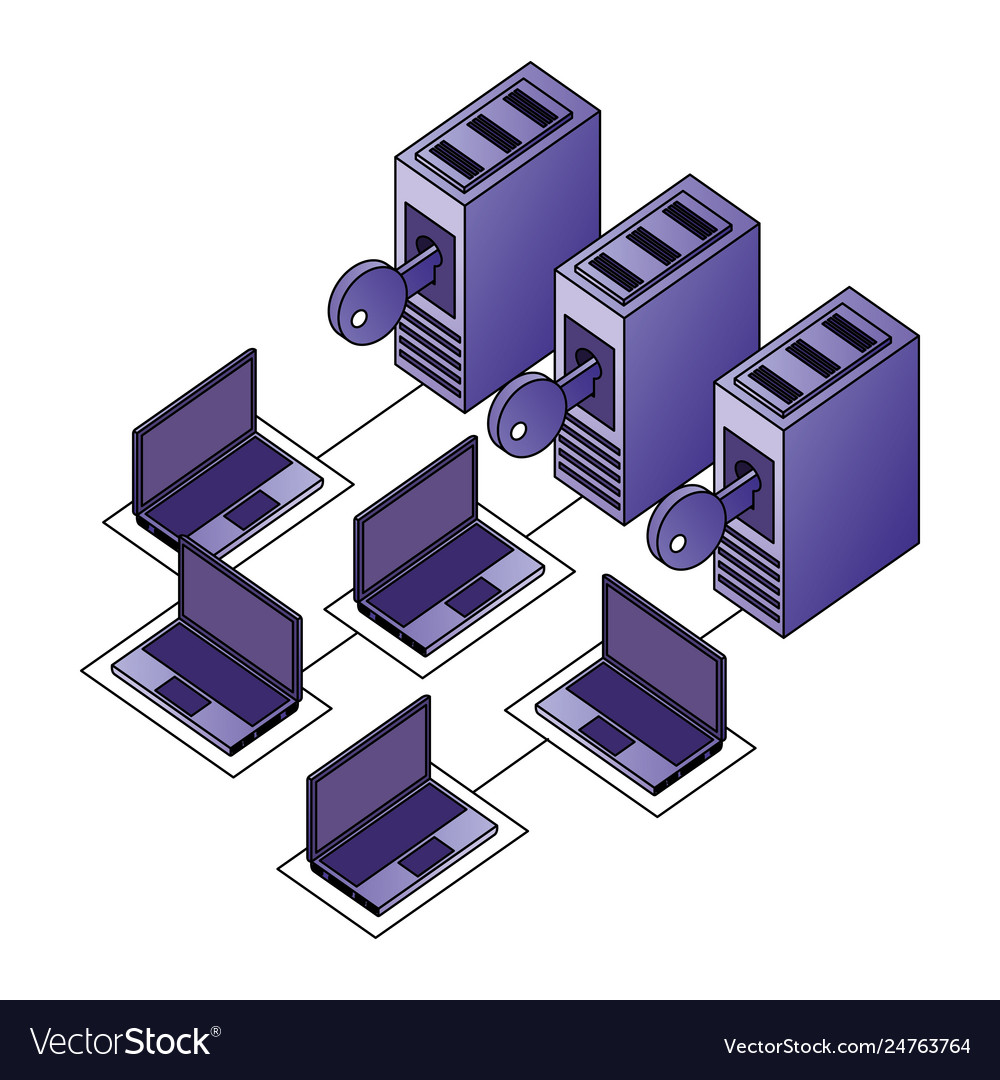 Database Server Center Security Protection Vector Image