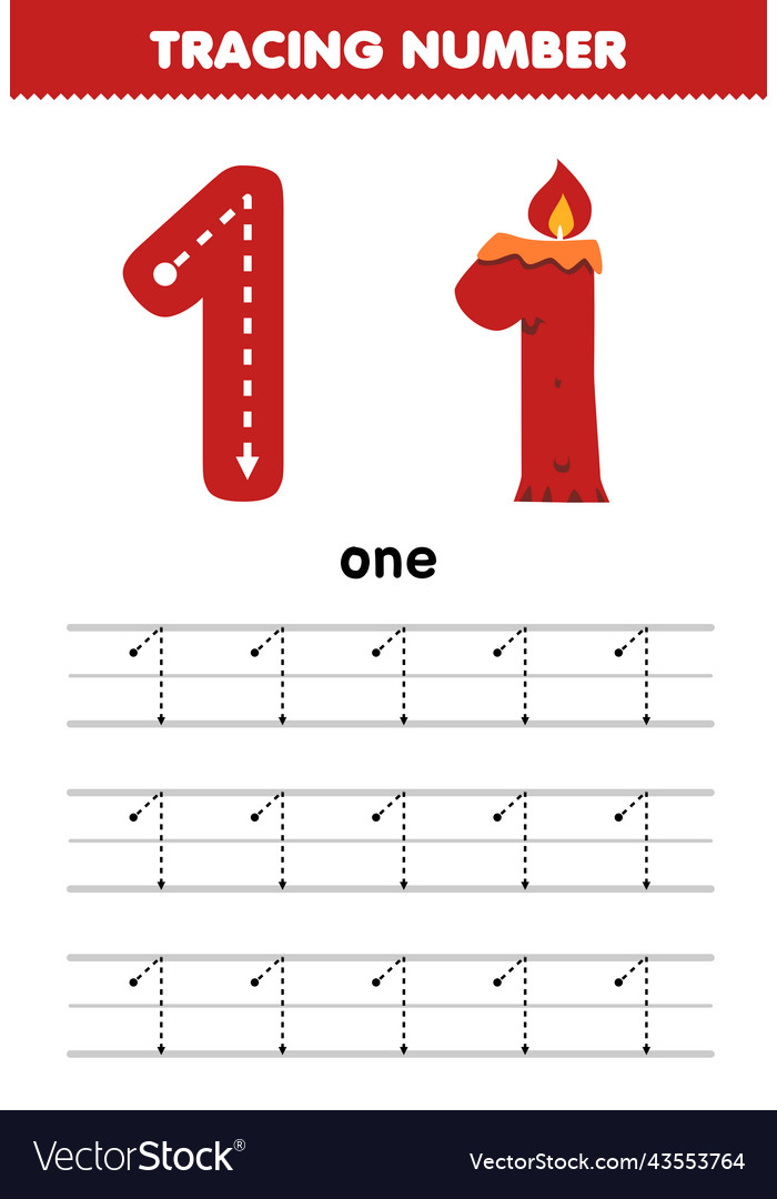 Education game for children tracing number one Vector Image Education game for children tracing number one Vector Image