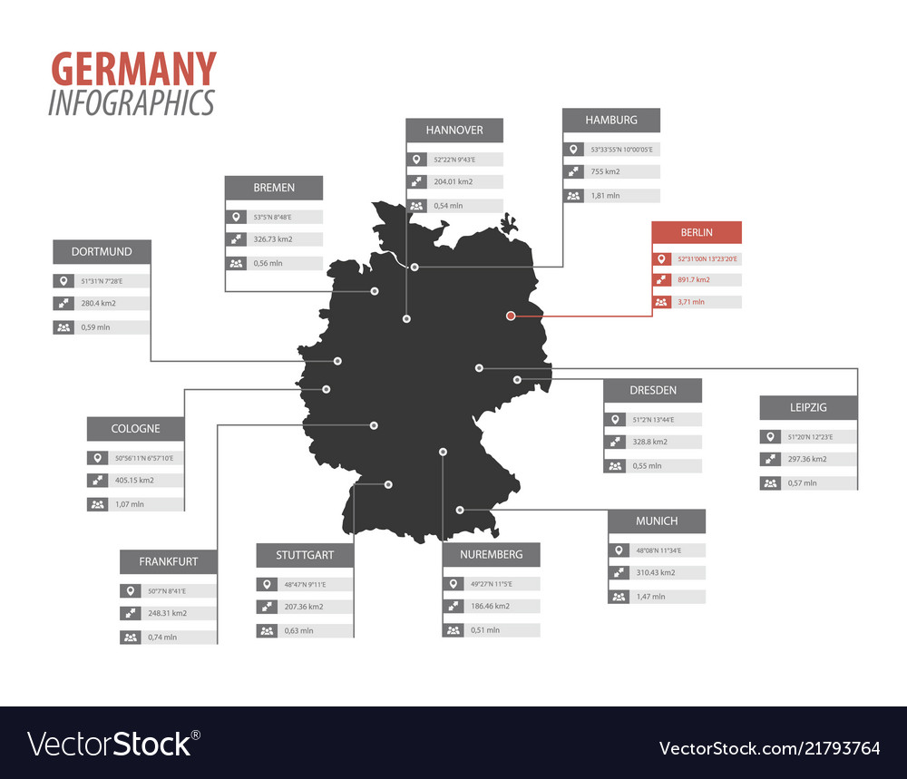 Germany map shape infographics Royalty Free Vector Image