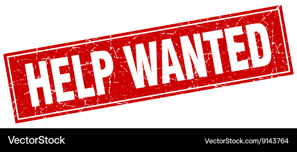 Help wanted red square grunge stamp on white Vector Image