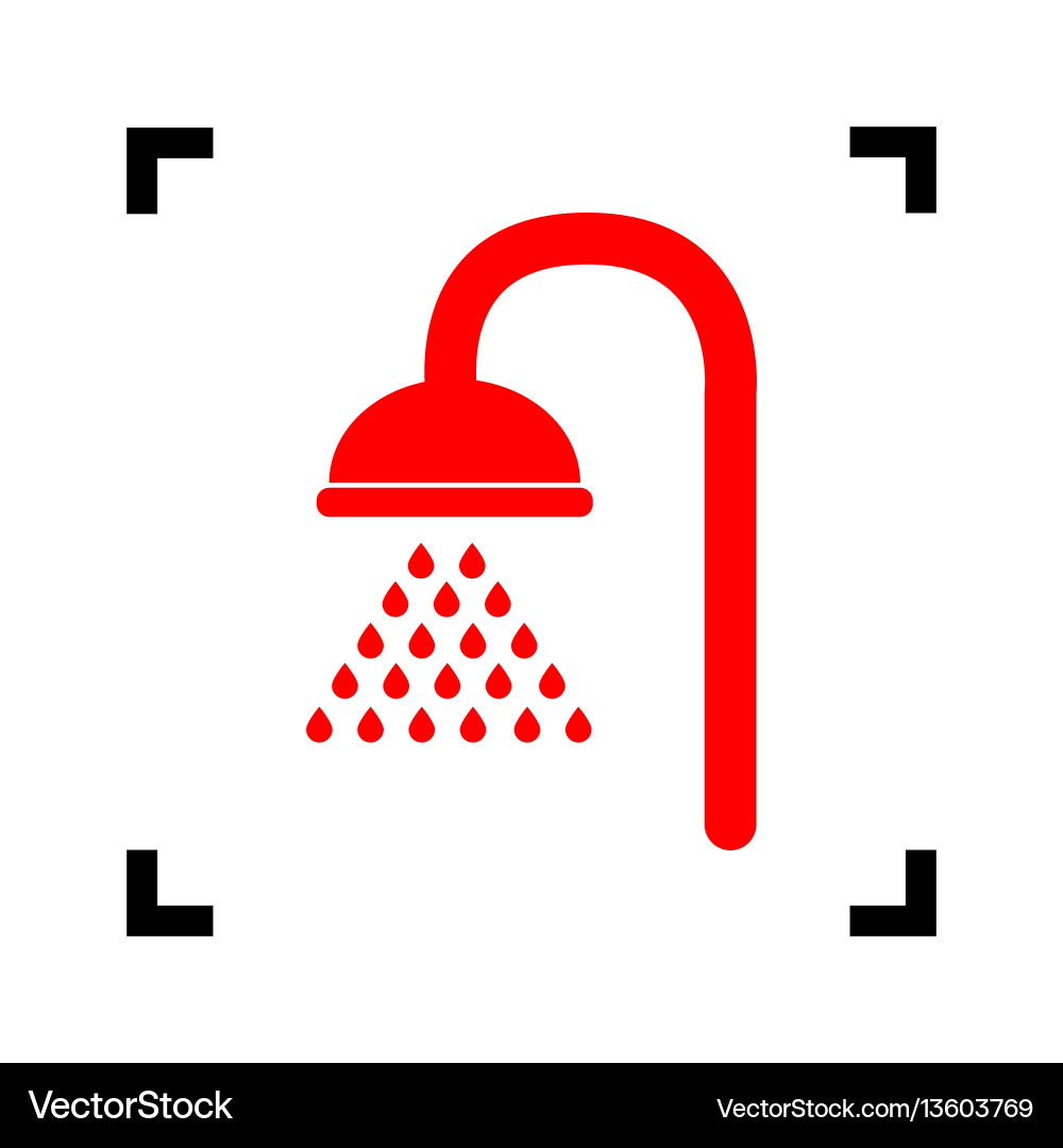 Shower sign red icon inside black focus Royalty Free Vector