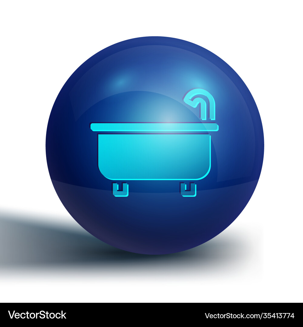 Blue bathtub icon isolated on white background Vector Image