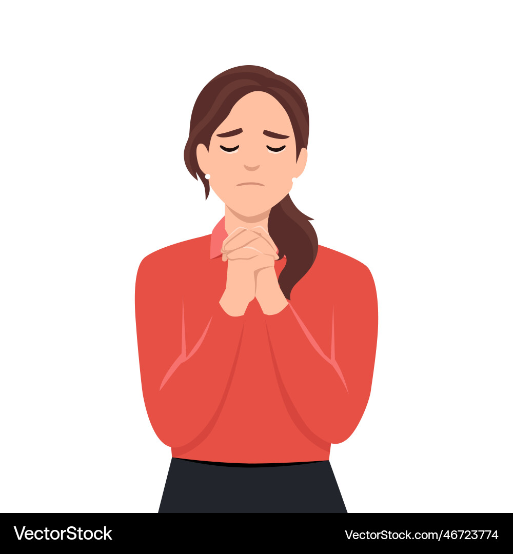 Praying asking for god help concept young girl Vector Image