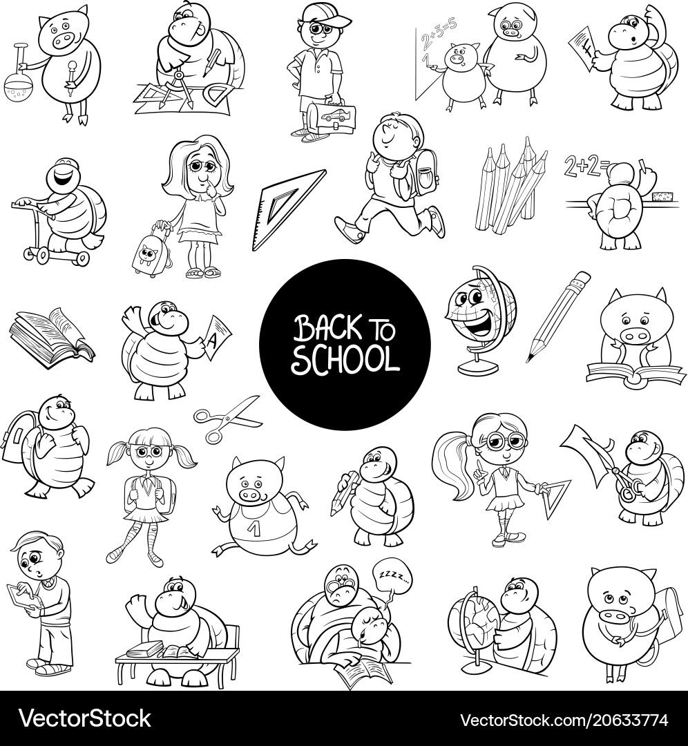 School and education carton characters set Vector Image