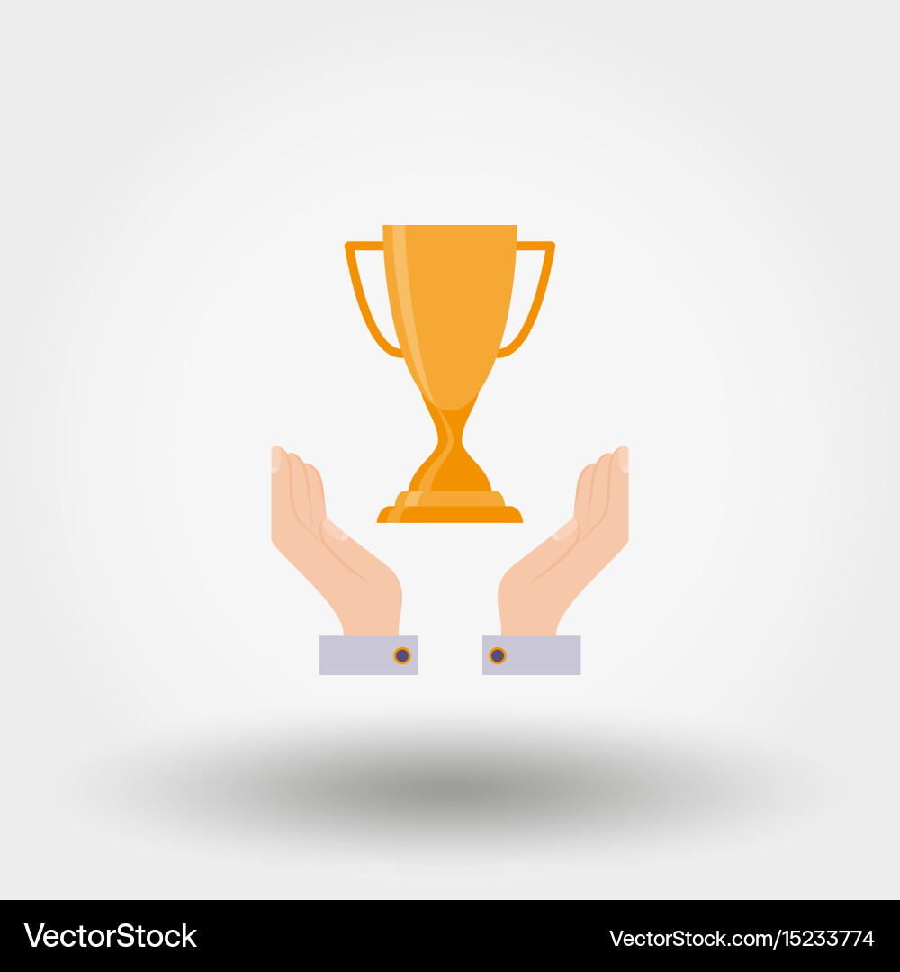 Winner cup in hands Royalty Free Vector Image - VectorStock