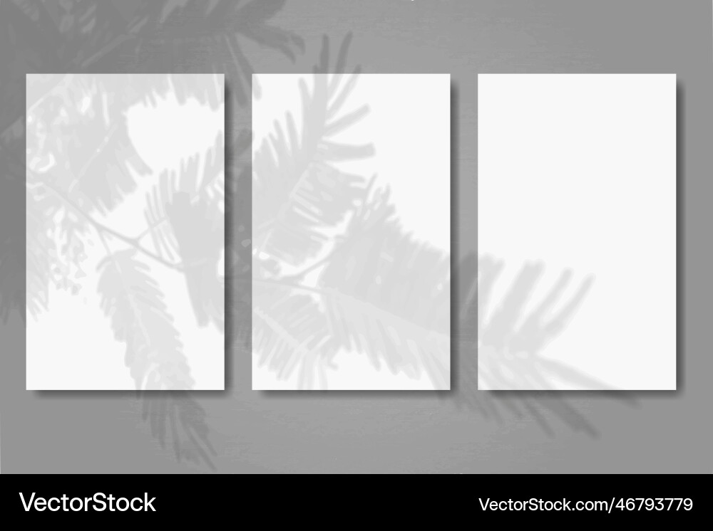 3 vertical sheets of textured white paper on grey Vector Image