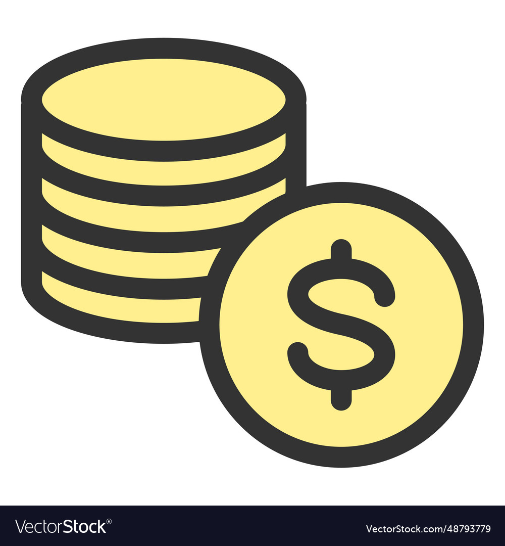 Dollar coin stack Royalty Free Vector Image - VectorStock