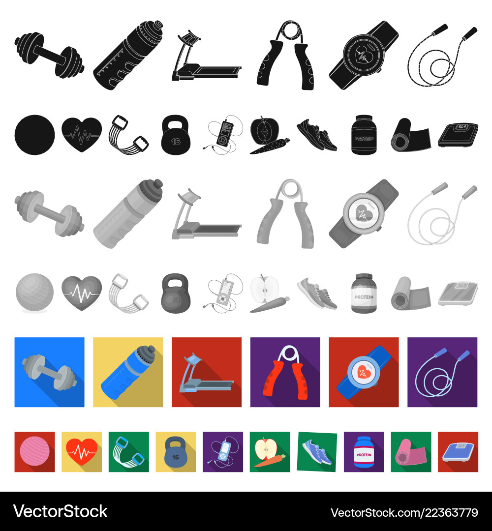 Gym and training flat icons in set collection Vector Image