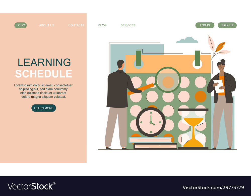 Learning schedule concept Royalty Free Vector Image