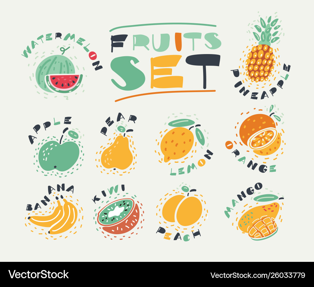 Set collection fruits Royalty Free Vector Image