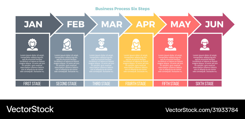 Business infographic banner with 6 steps options Vector Image