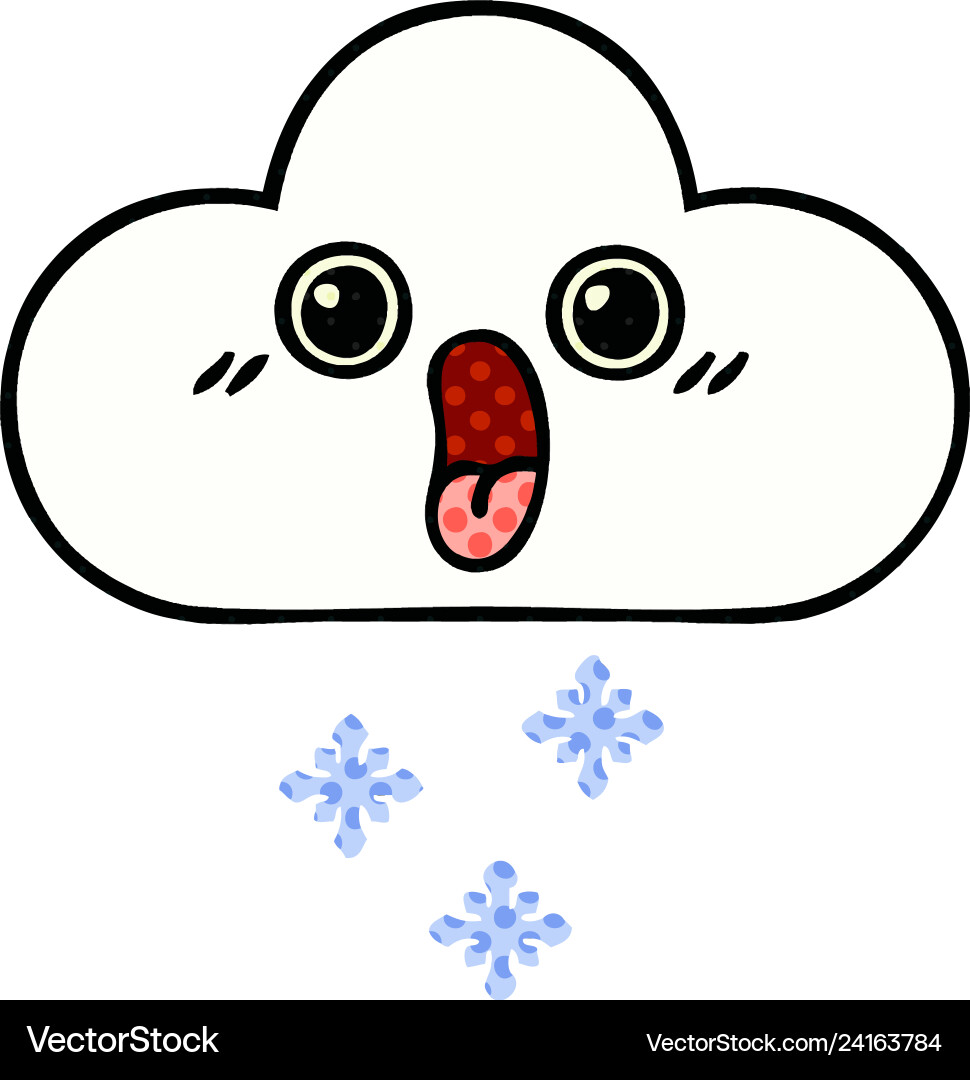 Comic book style cartoon snow cloud Royalty Free Vector